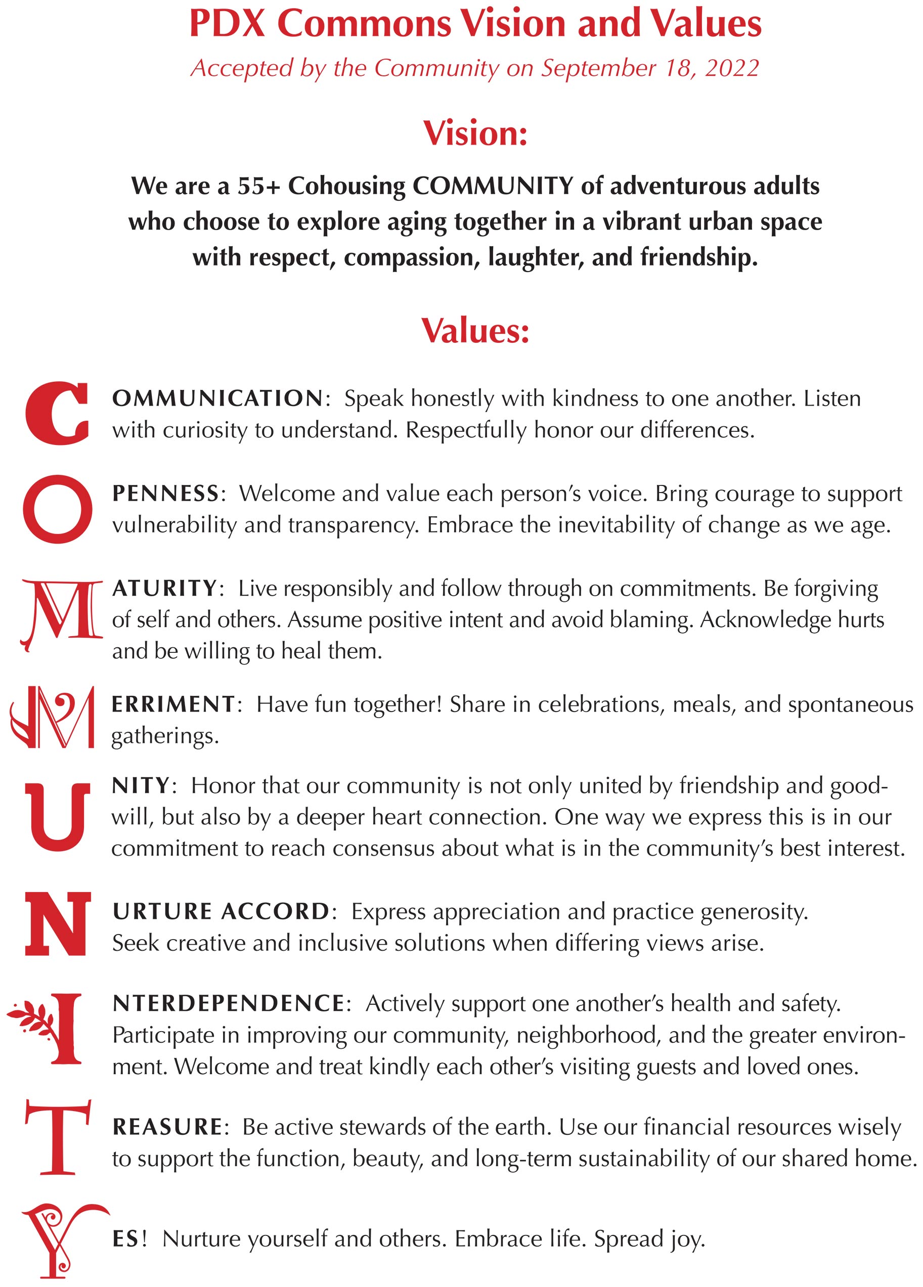 Our Values - PDX Commons